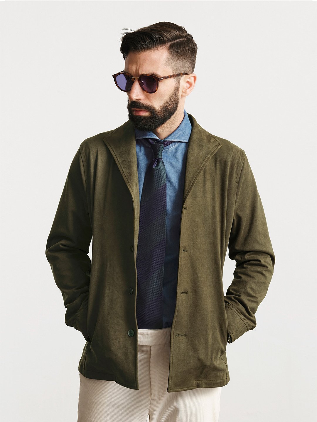 Men’s Suede 50’s Italian Collar Jacket – SuedeBlazer® Official Online ...