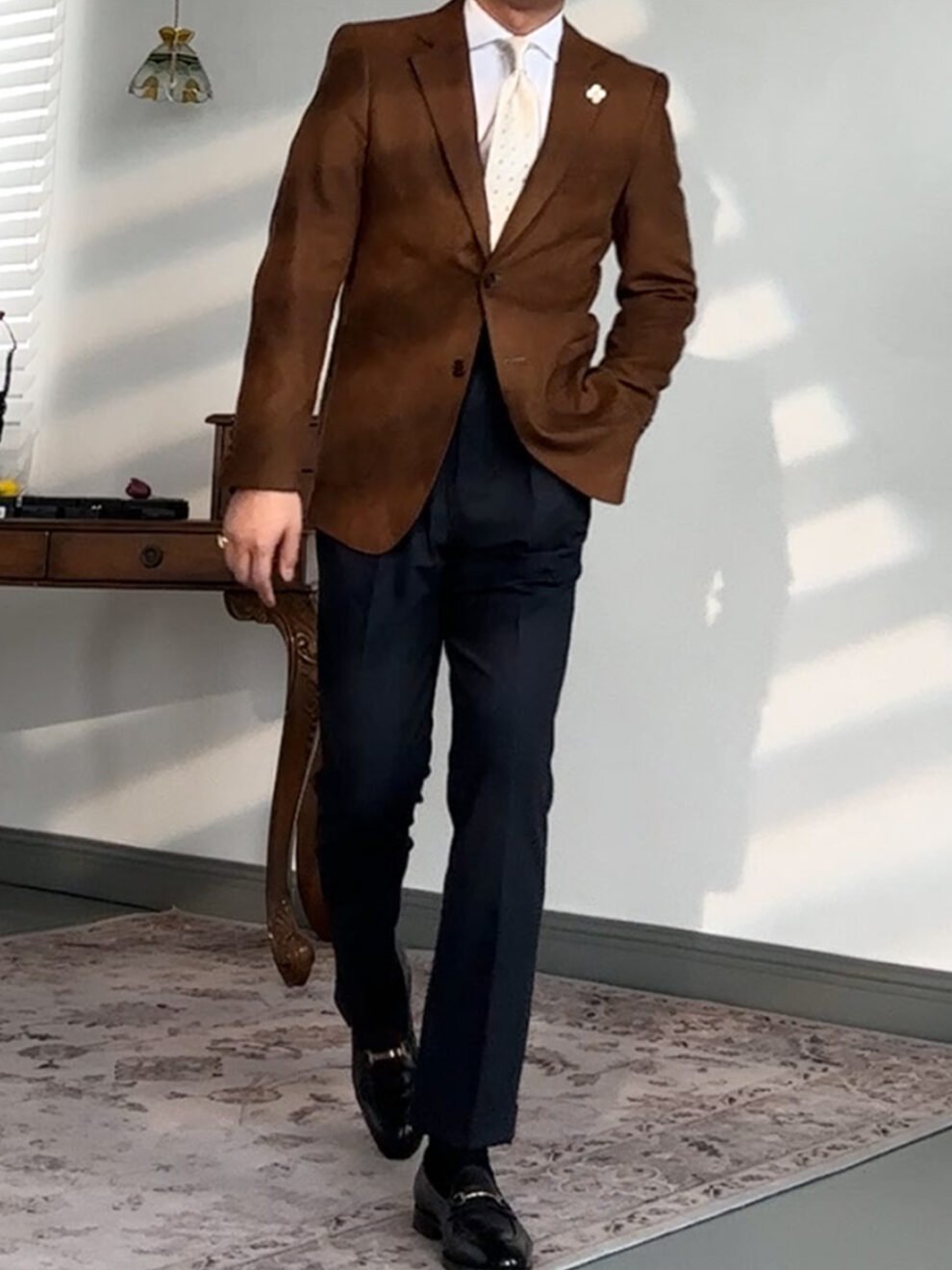 Men's Coffee Single Breasted Suede Blazer - SuedeBlazer® Official ...