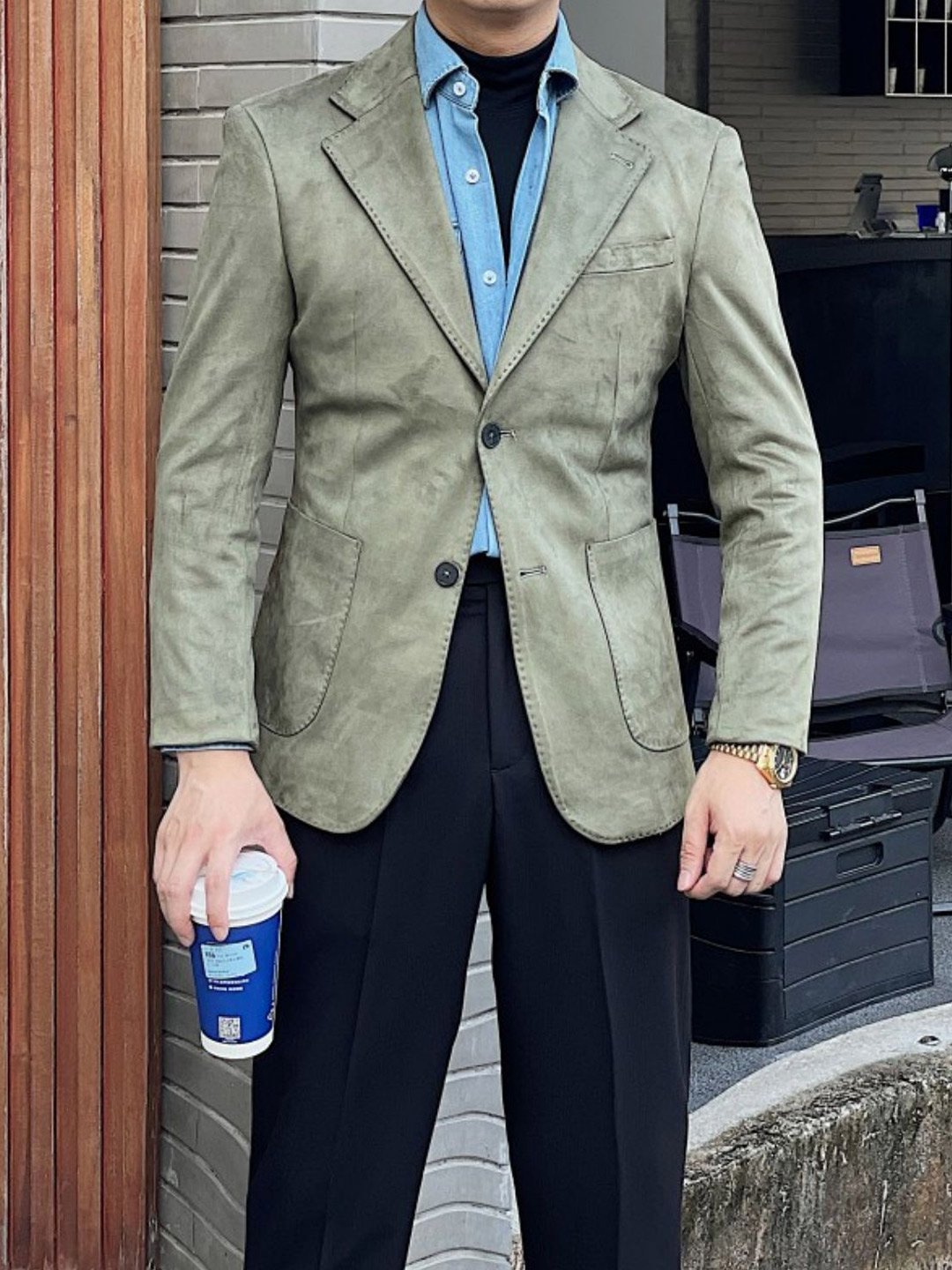 Men's British Vintage Slim Fit Suede Blazer - SuedeBlazer® Official ...